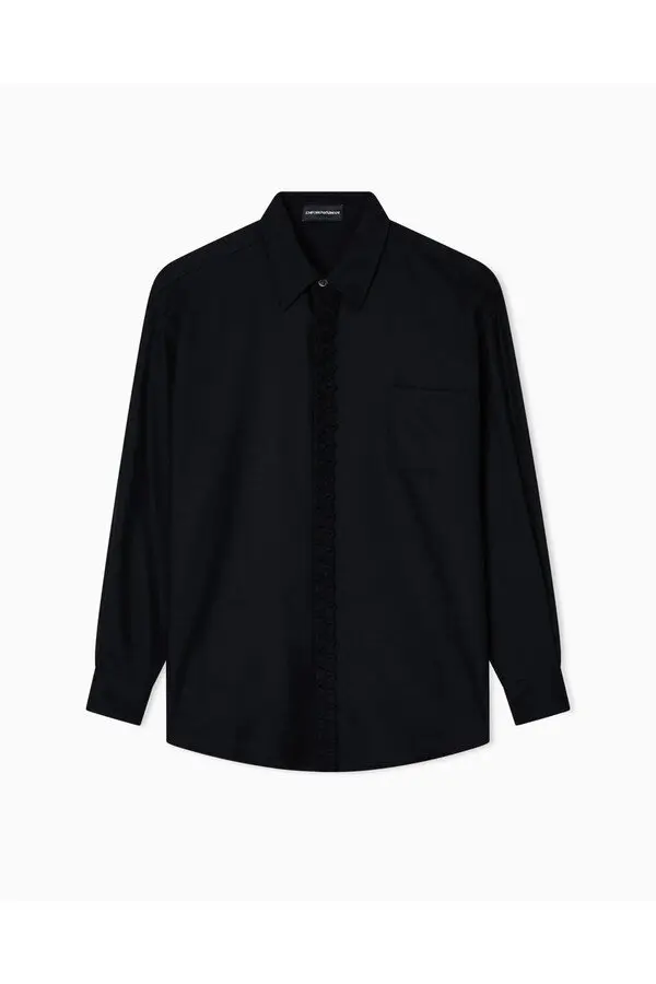 Emporio Armani Viyella Wool Shirt With Zig-zag Embellishment