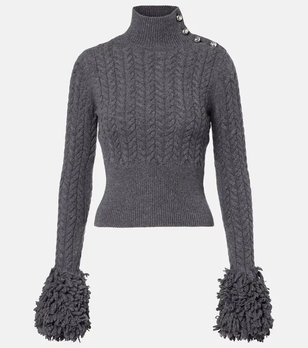 PATOU Cable-knit Wool And Cashmere Sweater - Grey
