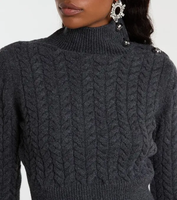 PATOU Cable-knit Wool And Cashmere Sweater - Grey