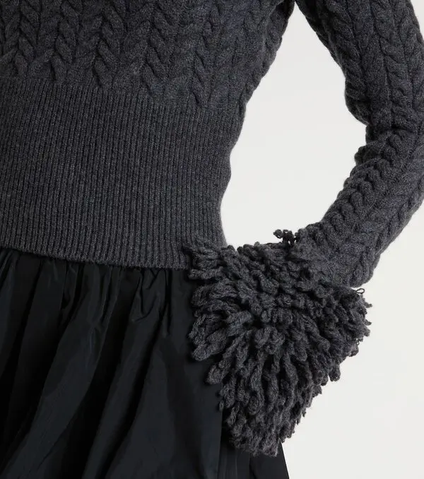 PATOU Cable-knit Wool And Cashmere Sweater - Grey