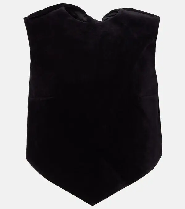 PATOU Bow Detail Velvet Cropped Top - Black