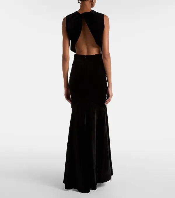 PATOU Bow Detail Velvet Cropped Top - Black