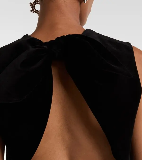 PATOU Bow Detail Velvet Cropped Top - Black