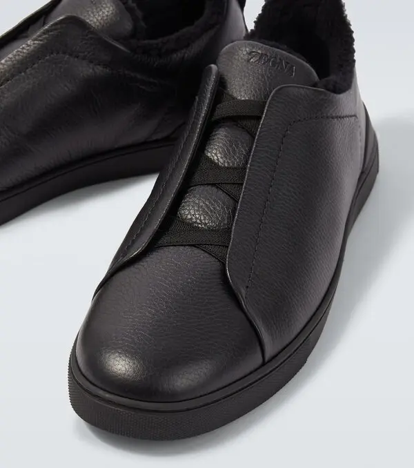 Zegna Triple Stitch Leather Sneakers