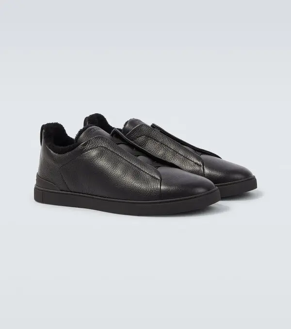 Zegna Triple Stitch Leather Sneakers