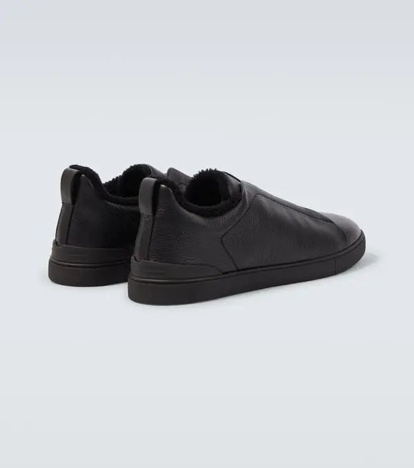 Zegna Triple Stitch Leather Sneakers