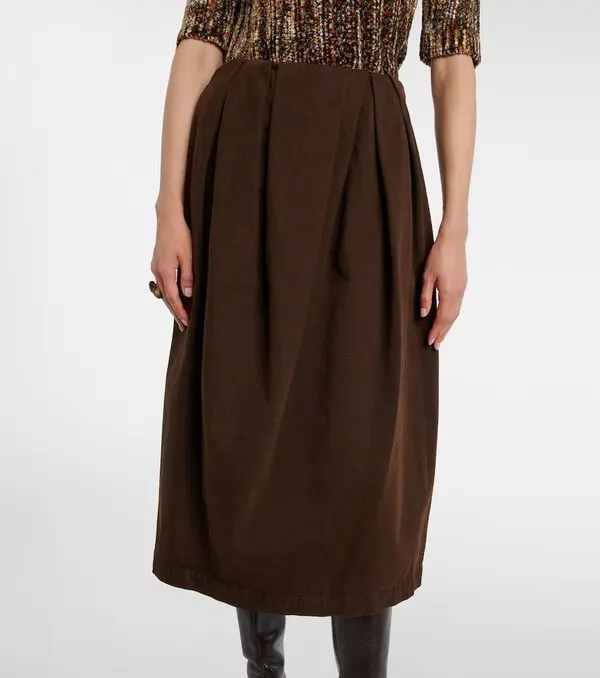 Dries Van Noten Cotton Draped Midi Skirt