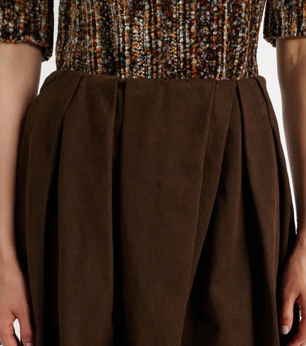 Dries Van Noten Cotton Draped Midi Skirt