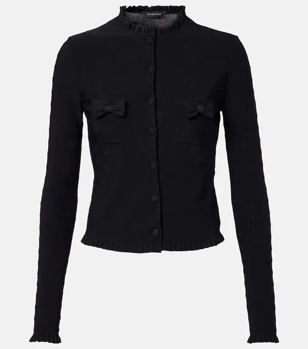Balenciaga Ruffled Cardigan - Black