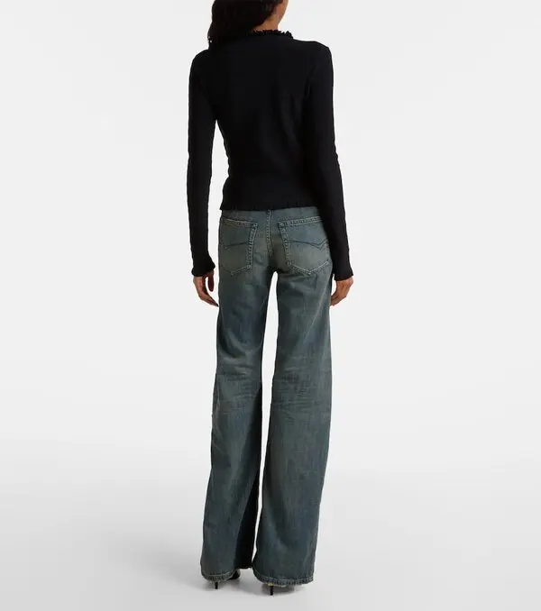 Balenciaga Ruffled Cardigan - Black