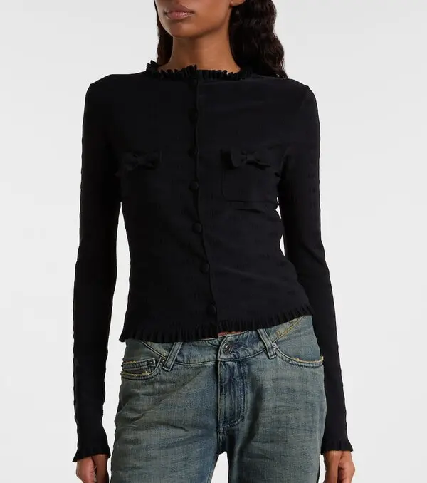 Balenciaga Ruffled Cardigan - Black