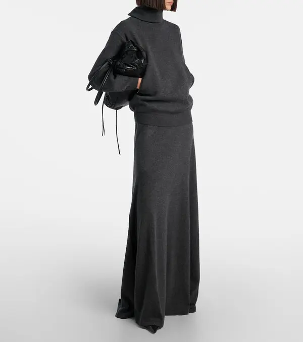 Balenciaga High-rise Wool Maxi Skirt - Grey