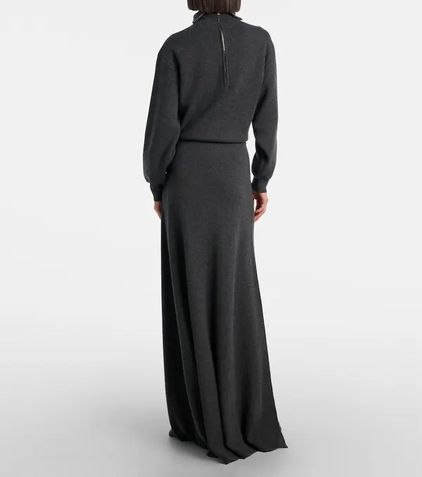 Balenciaga High-rise Wool Maxi Skirt - Grey
