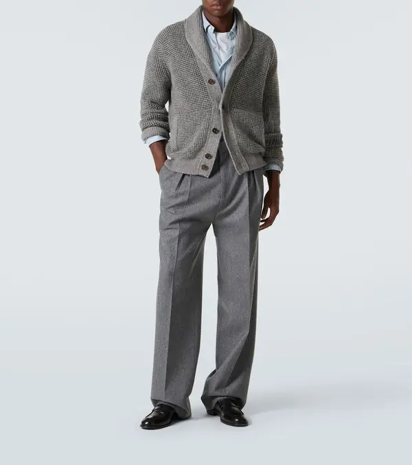 Zegna Waffle-knit Cashmere And Mohair Cardigan - Grey