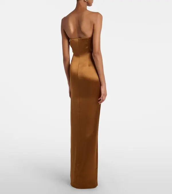 Galvan Satin Bustier Gown - Brown