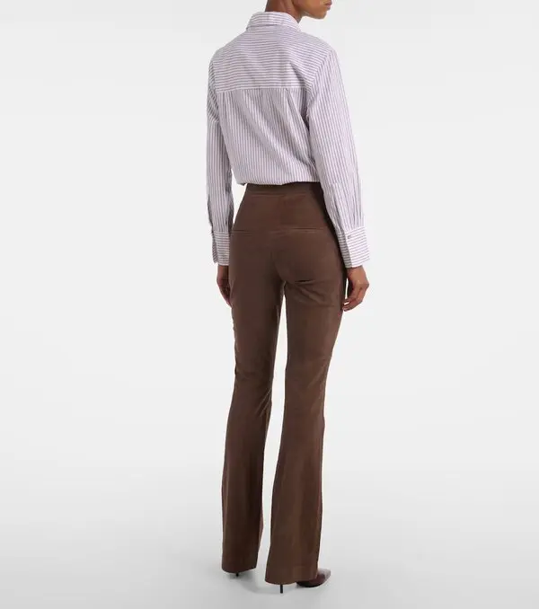 Veronica Beard Gracie High-rise Flared Suede Pants