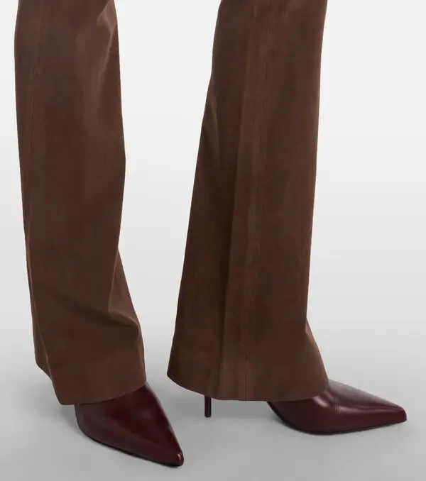 Veronica Beard Gracie High-rise Flared Suede Pants