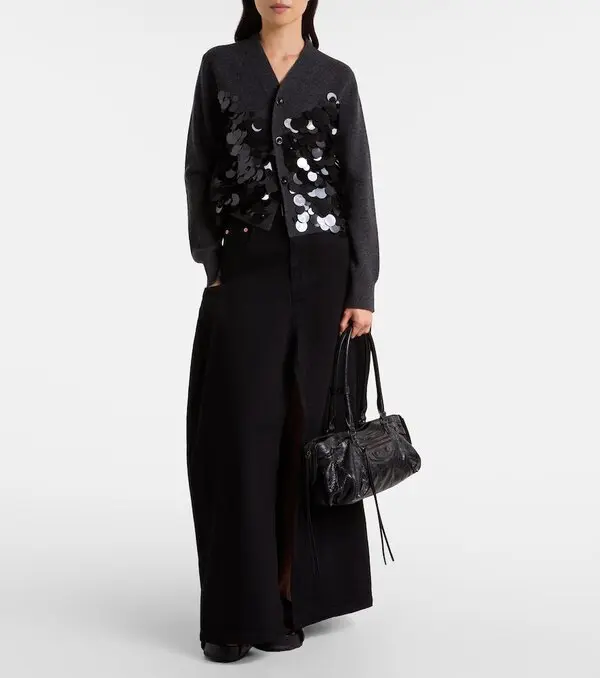 Sacai Sequined Wool Cardigan