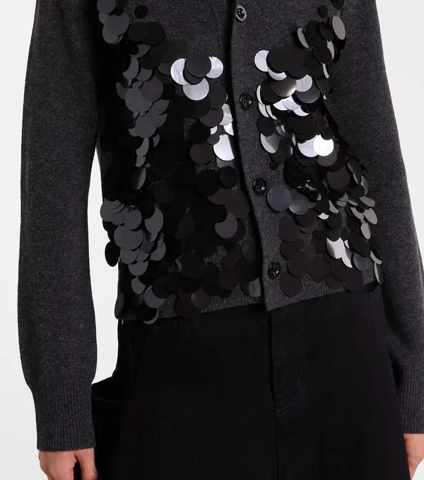 Sacai Sequined Wool Cardigan