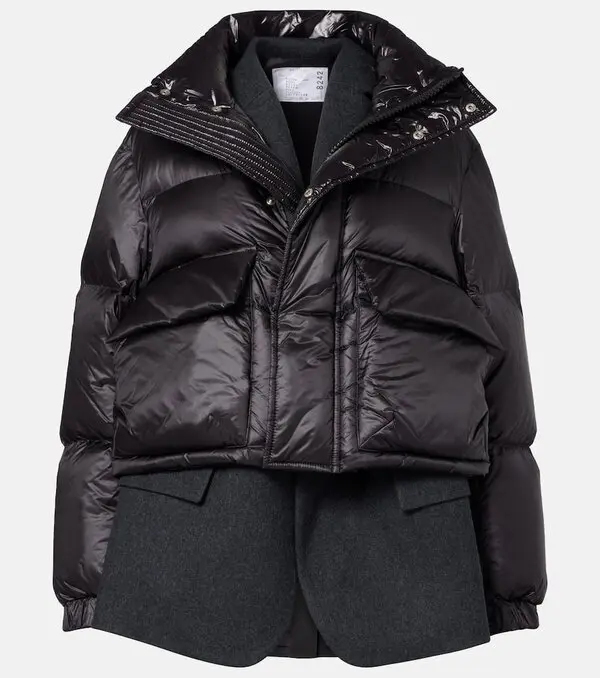 Sacai Layered Wool Down Jacket - Black