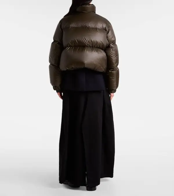 Sacai Layered Wool-trimmed Down Jacket - Green