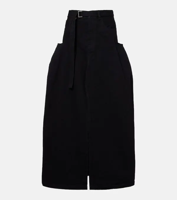 Sacai Belted Denim Maxi Skirt