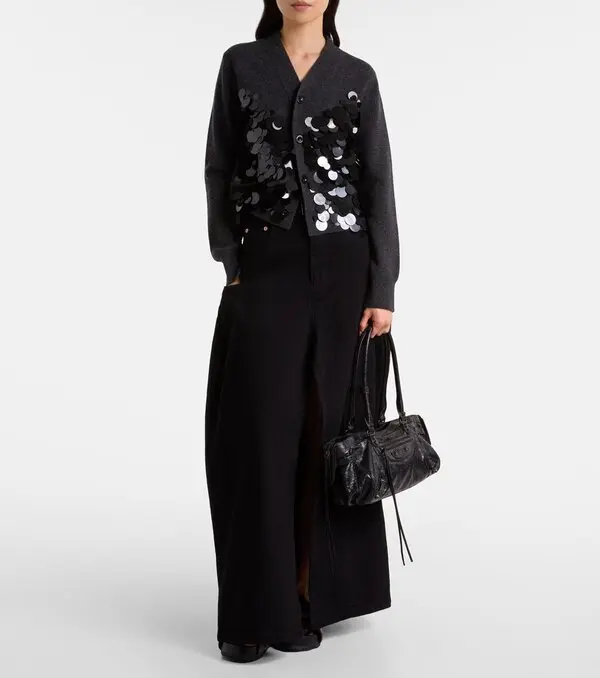 Sacai Belted Denim Maxi Skirt
