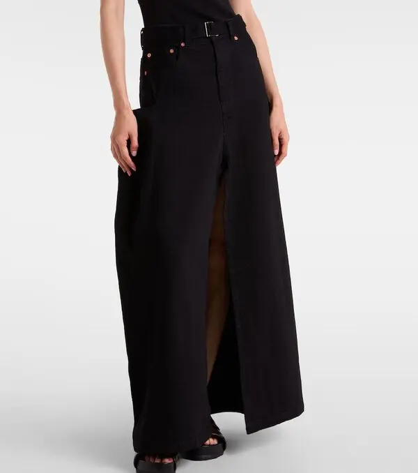 Sacai Belted Denim Maxi Skirt