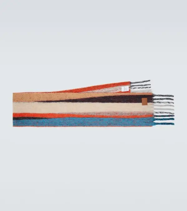 Loewe Fringed Striped Alpaca-blend Scarf - Multicoloured