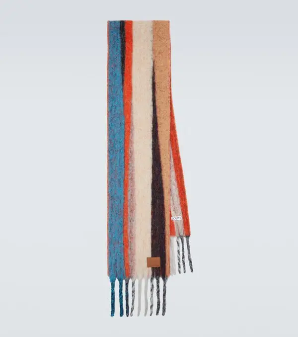 Loewe Fringed Striped Alpaca-blend Scarf - Multicoloured