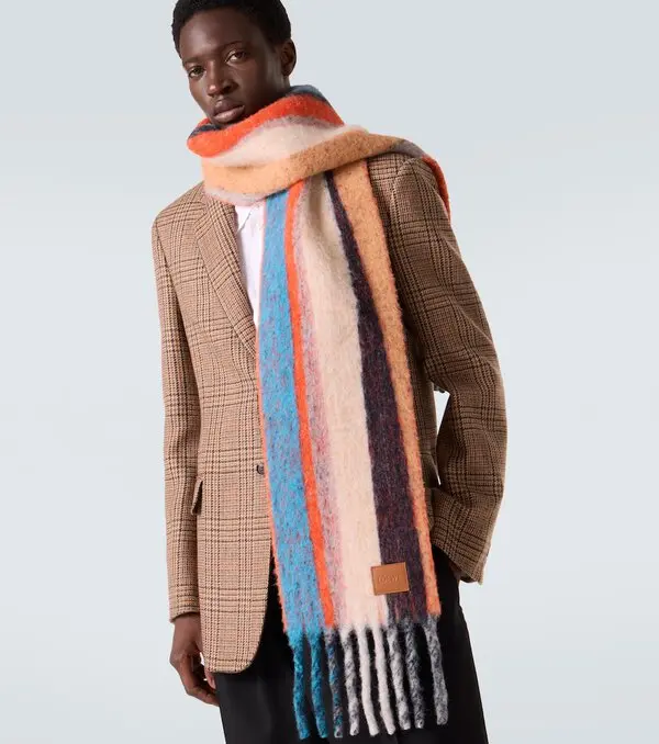 Loewe Fringed Striped Alpaca-blend Scarf - Multicoloured