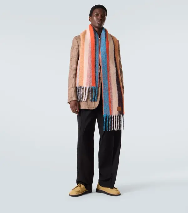 Loewe Fringed Striped Alpaca-blend Scarf - Multicoloured