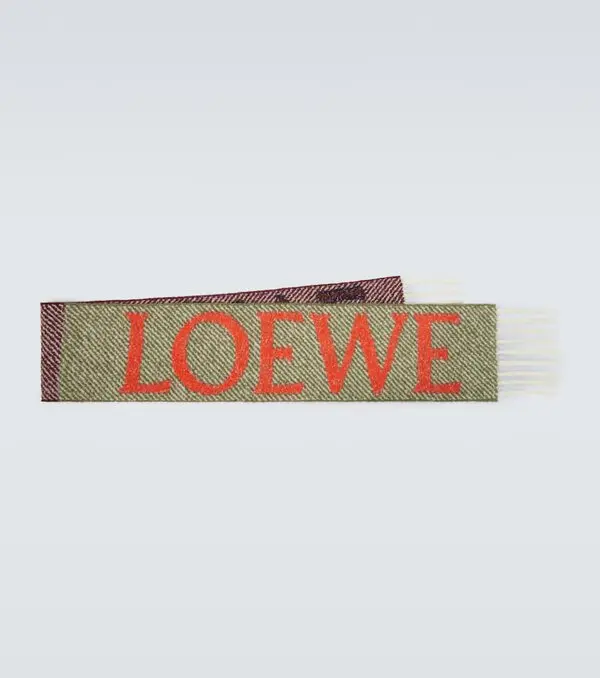 Loewe Fringed Logo Alpaca And Wool-blend Scarf - Multicoloured