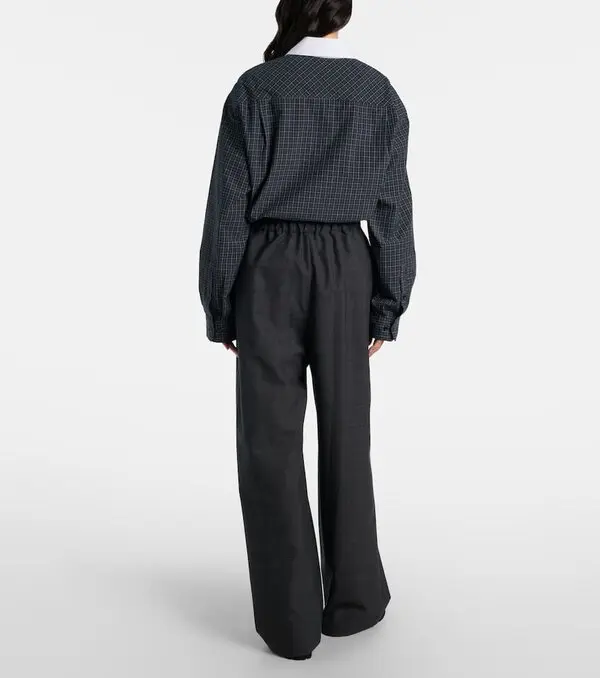 THE FRANKIE SHOP Baxter Plaid Wide-leg Pants - Grey