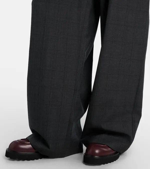 THE FRANKIE SHOP Baxter Plaid Wide-leg Pants - Grey
