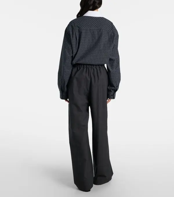 THE FRANKIE SHOP Baxter Plaid Wide-leg Pants