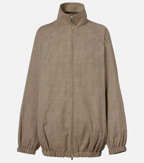 THE FRANKIE SHOP Baxter Houndstooth Blouson Jacket - Brown