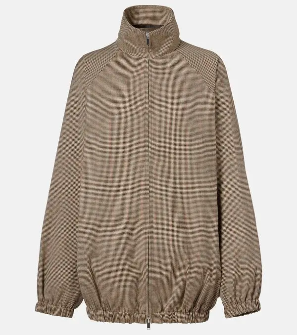 THE FRANKIE SHOP Baxter Houndstooth Blouson Jacket - Brown