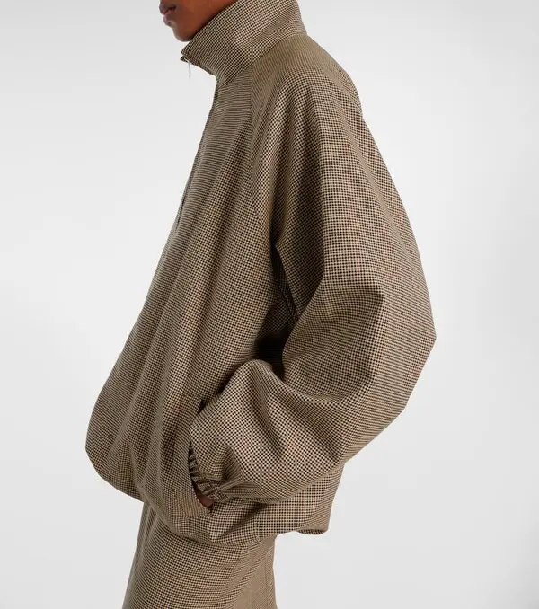 THE FRANKIE SHOP Baxter Houndstooth Blouson Jacket - Brown