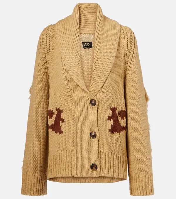 Goldbergh Nora Intarsia Wool-blend Cardigan - Beige