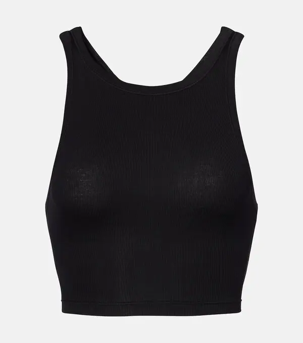 Calvin Klein Pamela Ribbed-knit Cotton-blend Crop Top - Black