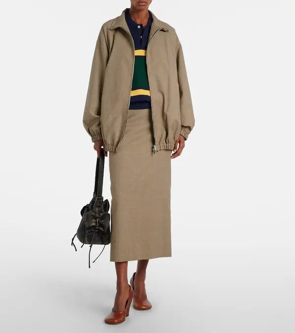 THE FRANKIE SHOP Baxter Houndstooth Blouson Jacket - Brown
