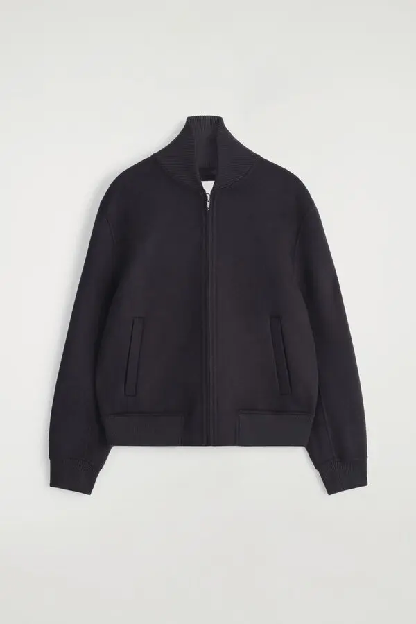Cos Double-faced Wool Bomber Jacket - Navy