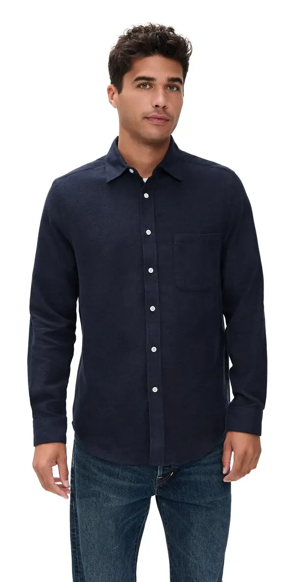Portuguese Flannel Teca 2.0 Brushed Flannel Button Down Shirt - Navy