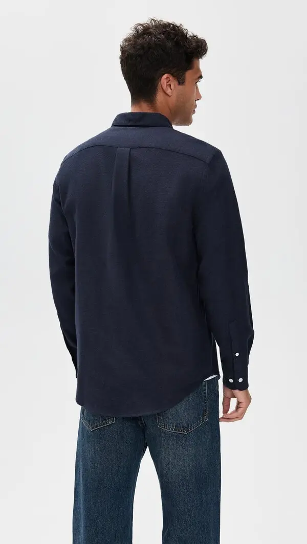 Portuguese Flannel Teca 2.0 Brushed Flannel Button Down Shirt - Navy