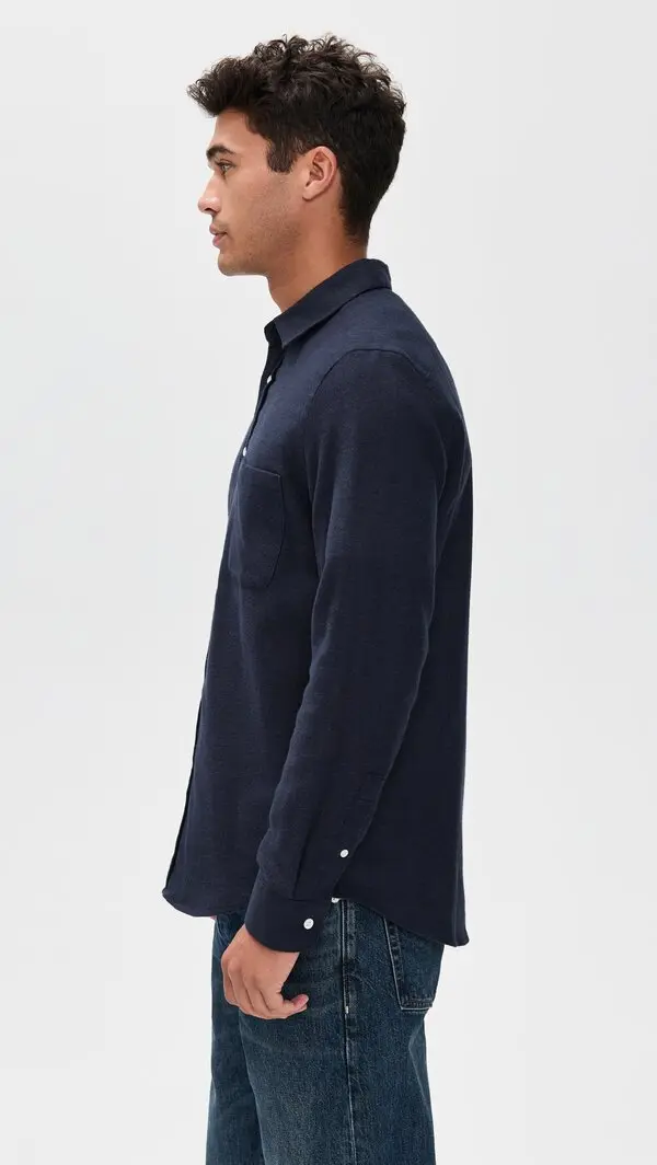 Portuguese Flannel Teca 2.0 Brushed Flannel Button Down Shirt - Navy