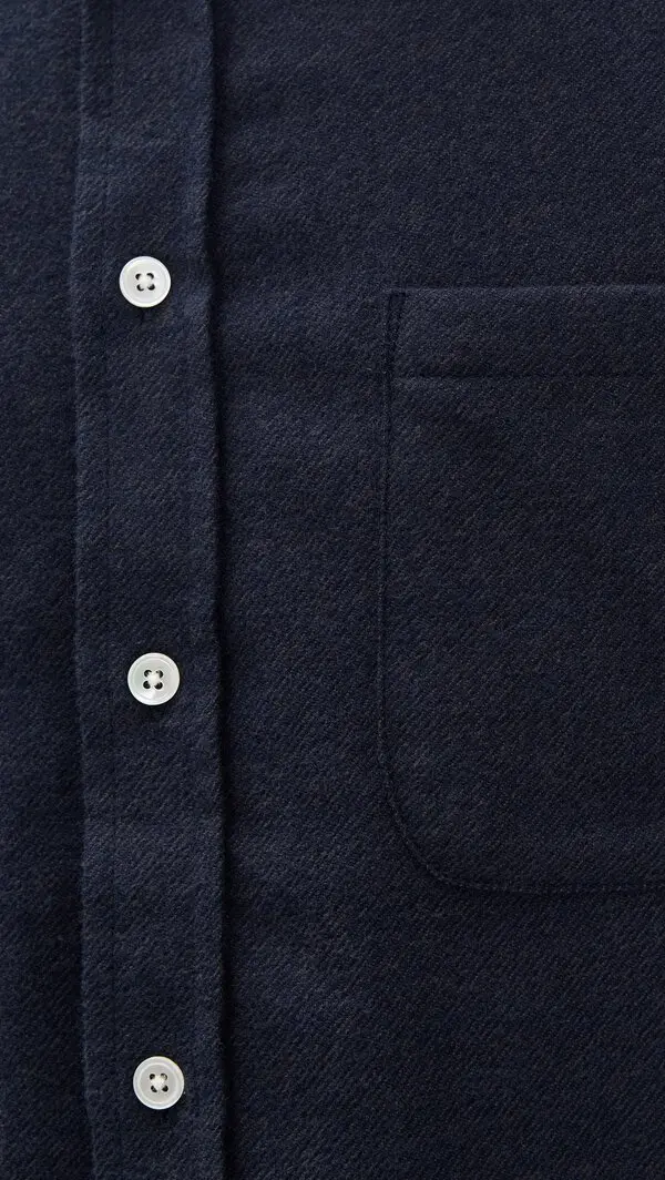 Portuguese Flannel Teca 2.0 Brushed Flannel Button Down Shirt - Navy