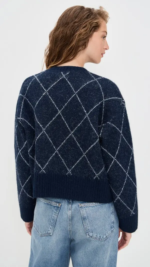 Moon River Argyle Knit Cardigan