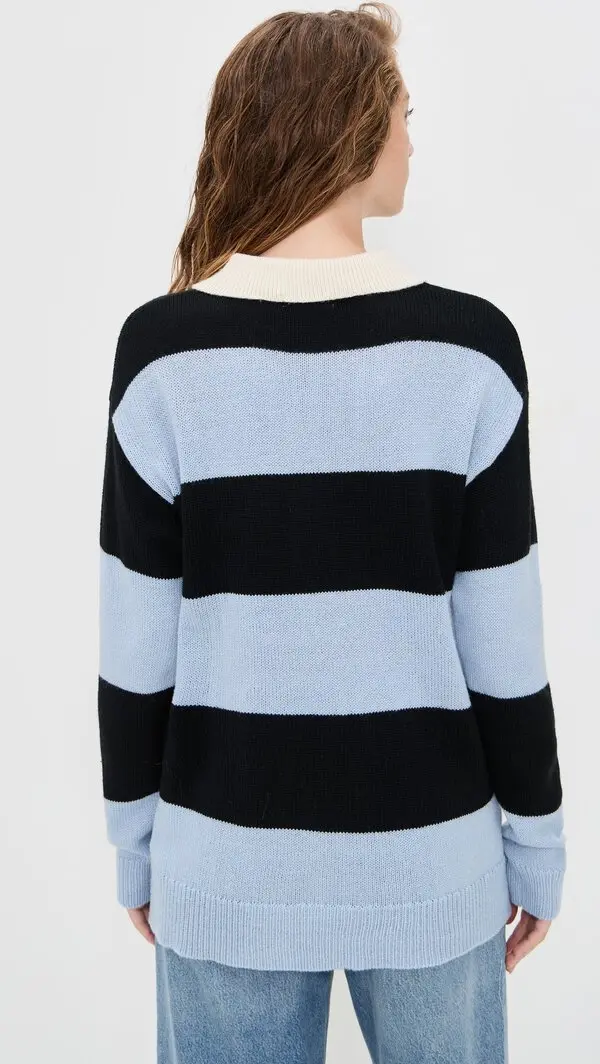 Moon River Striped Collar Pullover Sweater
