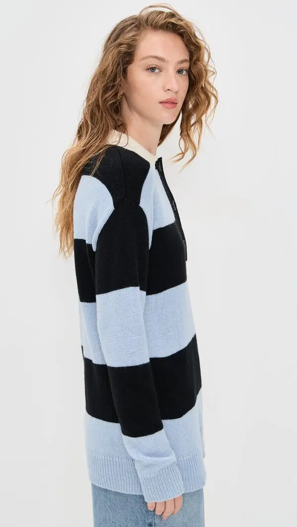 Moon River Striped Collar Pullover Sweater